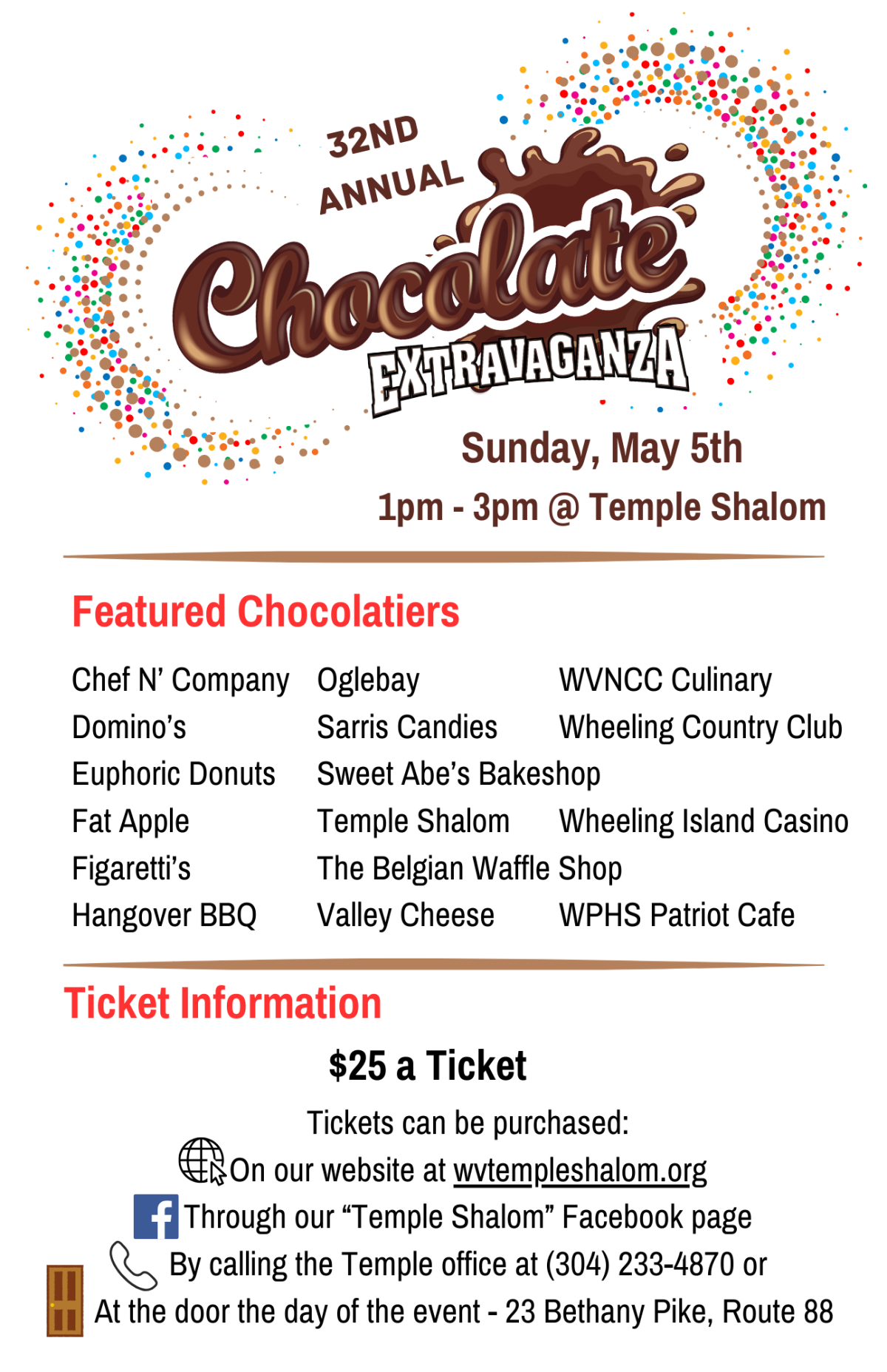 Satisfy Your Sweet Tooth at Temple Shalom's 32nd Annual Chocolate ...